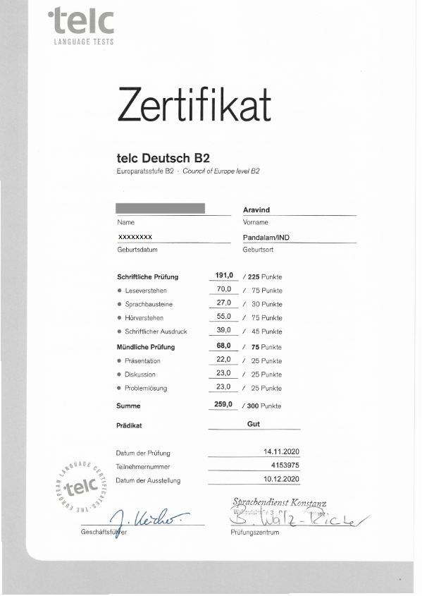 How Aravind Went From A2 To Passing His B2 Telc Exam With a 91% Score ...